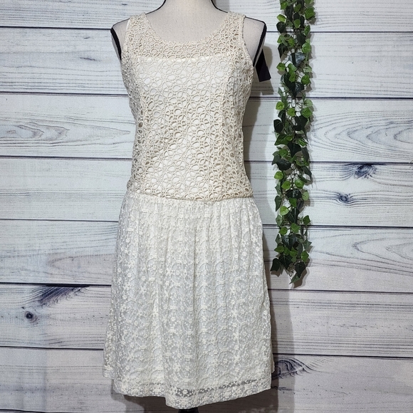 C. Luce | Dresses | C Luce Cream Color Lace And Crocheted Overlay Midi ...